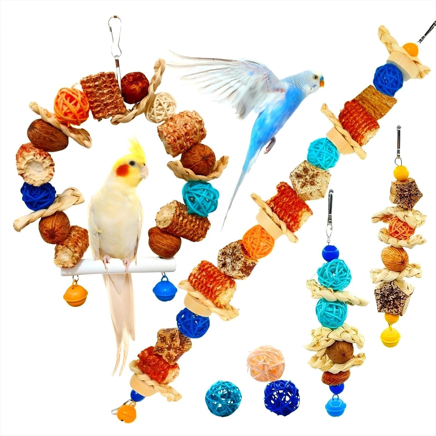 Amazon.com : XLpeixin Parakeet Swing Toys,Bird Cage Hanging Chewing ...