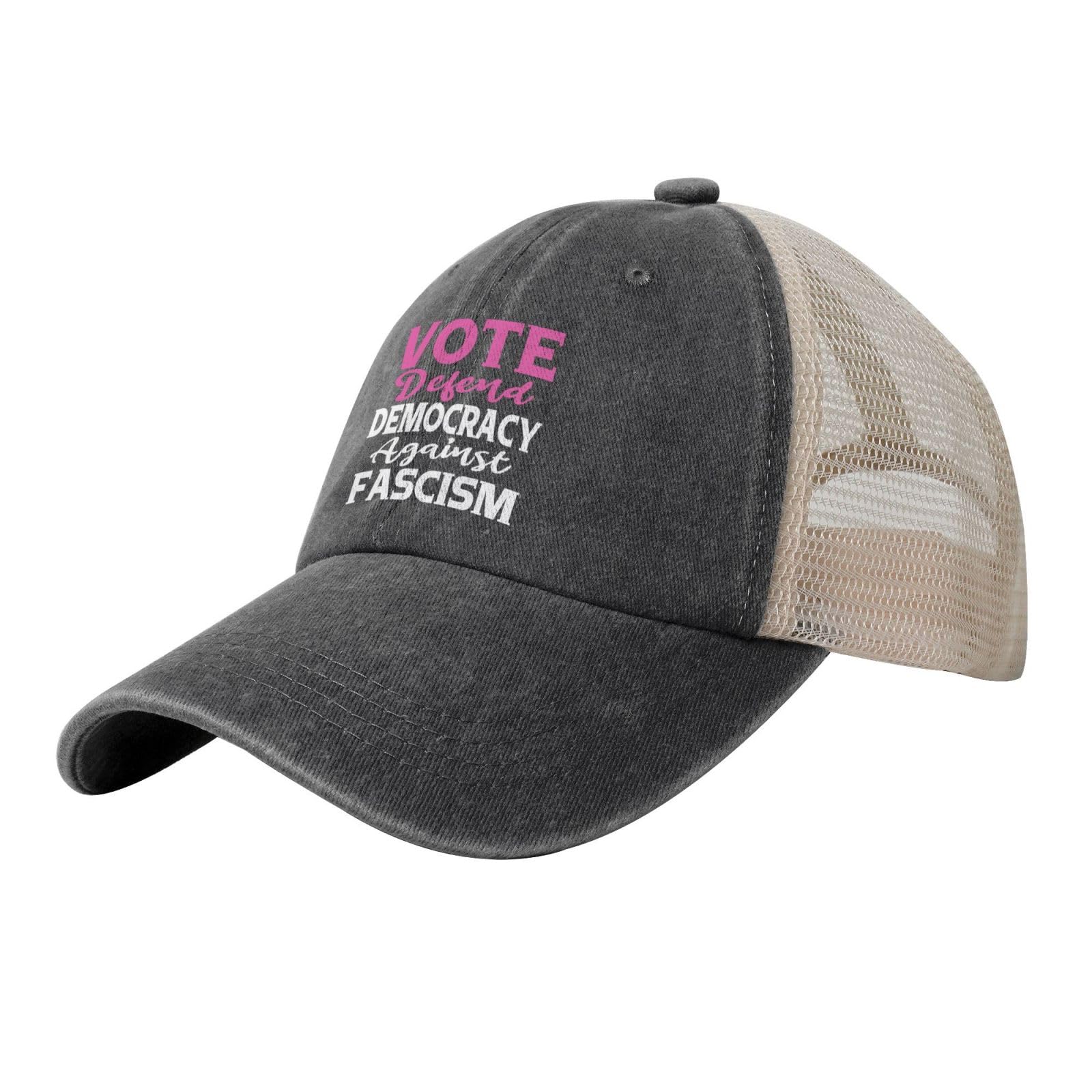Vote Defend Democracy Against Fascism Funny Cowboy Baseball Cap ...