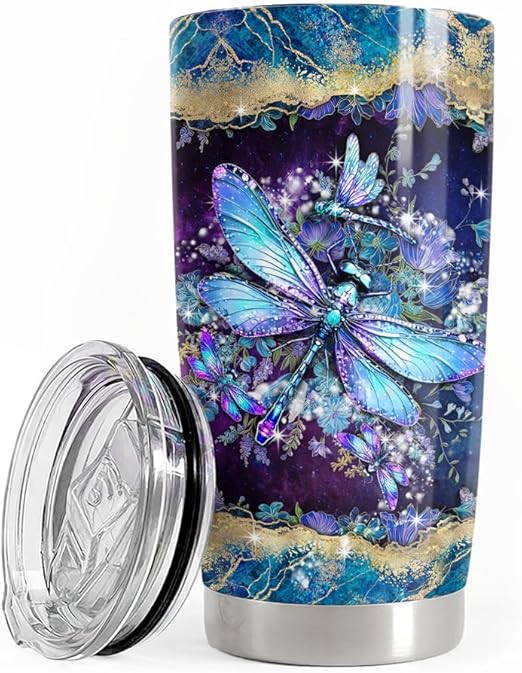 Amazon.com: SANDJEST Dragonfly Tumbler 20oz Stainless Steel Insulated ...