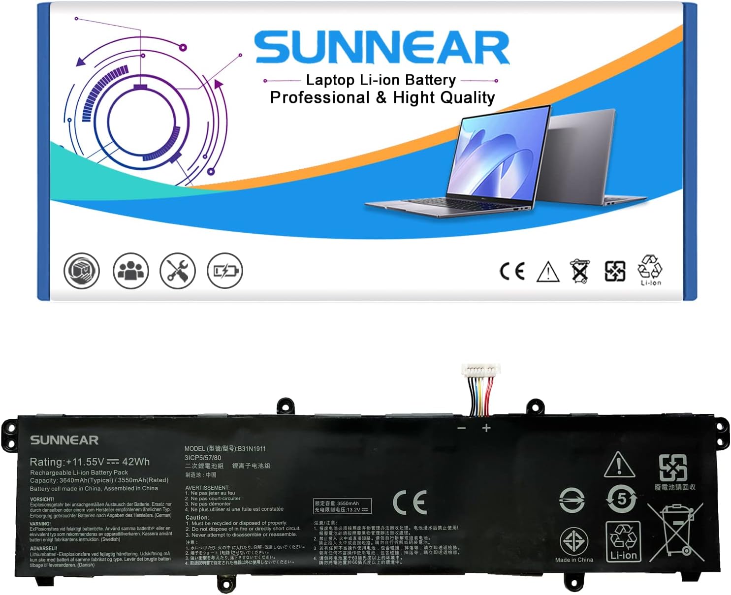 Amazon.com: SUNNEAR B31N1911 Battery Replacement for ASUS VivoBook Flip ...