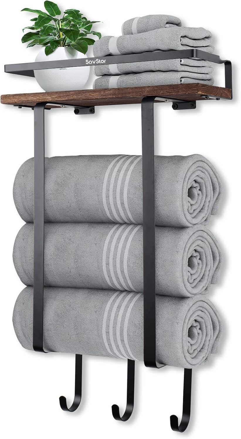 Towel Rack Wall Mounted - Towel Holder Bathroom Towel Storage - Towel ...