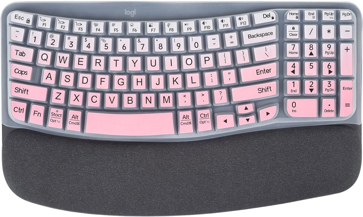 Amazon.com: Large Letter Print Keyboard Cover for Logitech Wave Keys ...