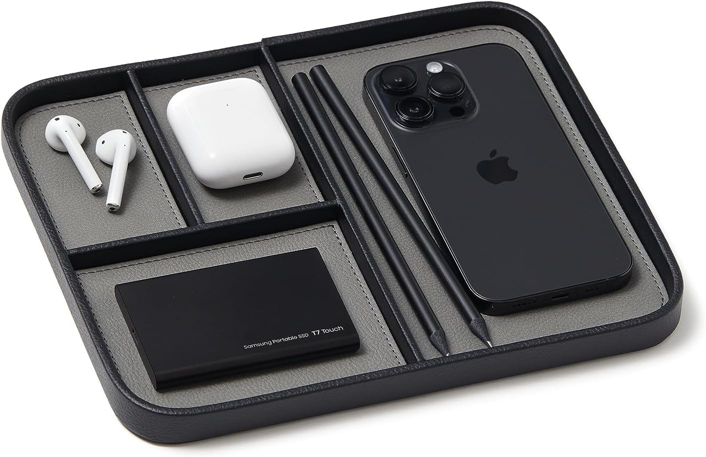Amazon Basics Plastic Desk Organizer - Accessory Tray, Black: Office ...