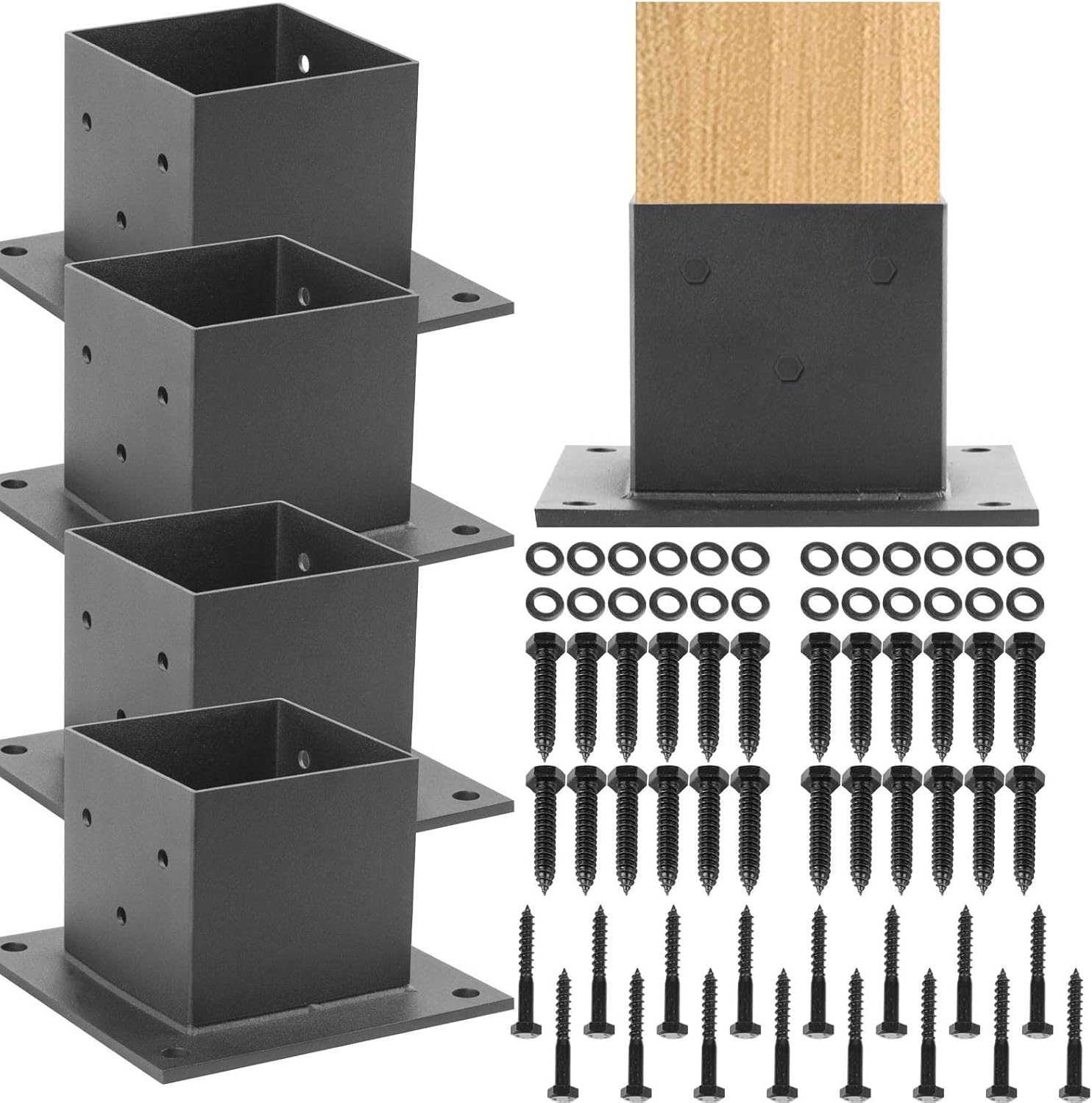 Amazon.com: 4 Pack Stainless Steel Flange Anchor Base for 4x4(Actual ...