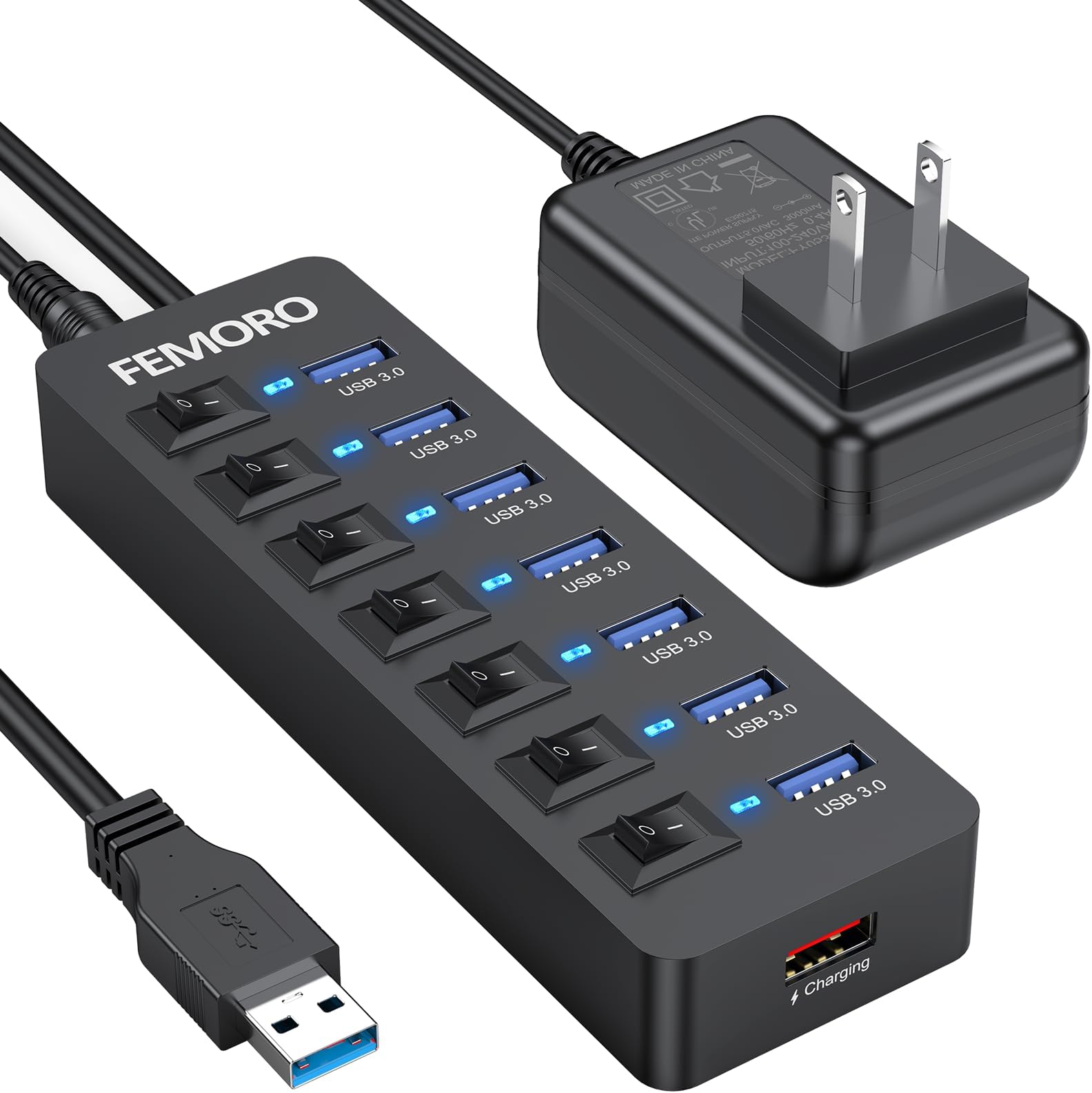 Amazon.com: USB 3.0 Hub - Tendak USB Hub with 4 USB 3.0 Data Ports + 1 ...