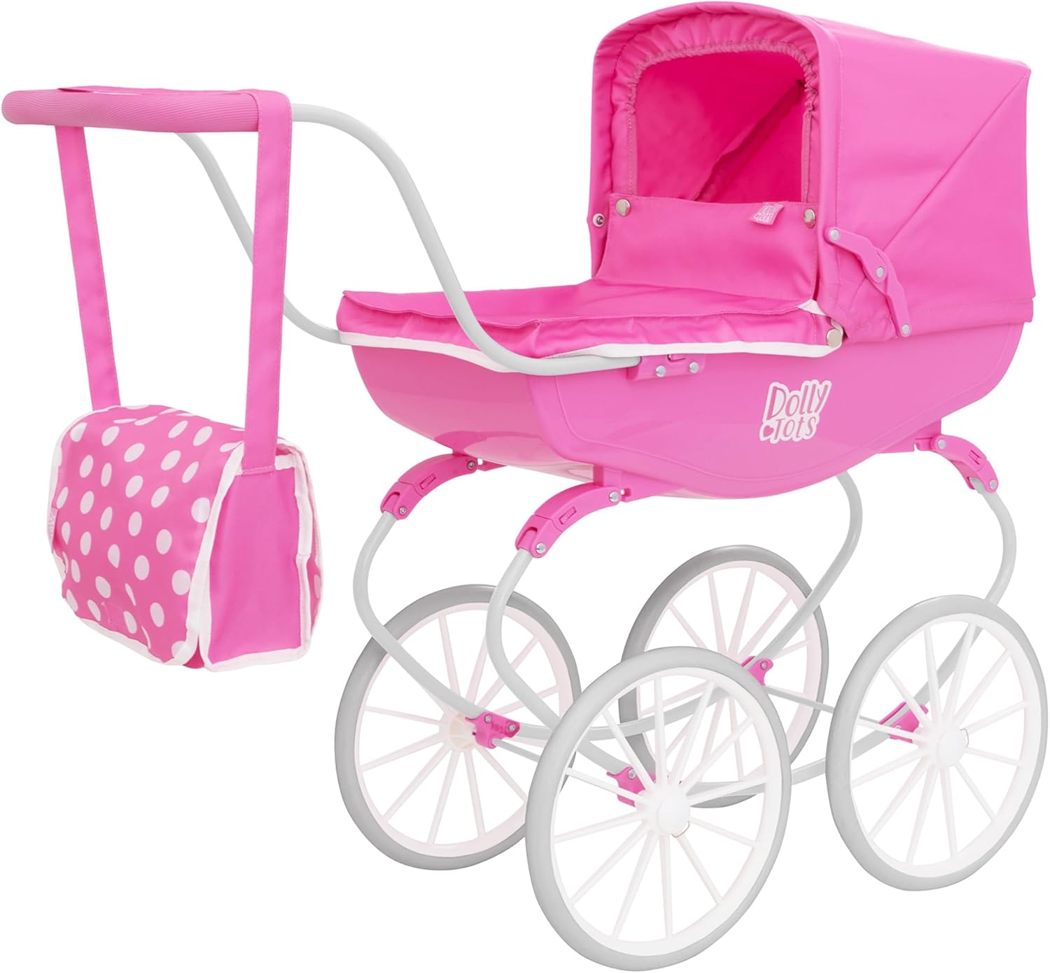 Dolly Tots Carriage Pram | Traditional Style Dolls Pram with White ...