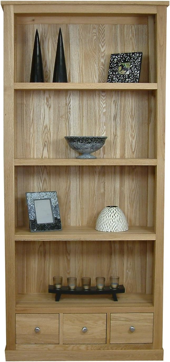 Mobel Oak Large 3 Drawer Bookcase : Amazon.co.uk: Home & Kitchen