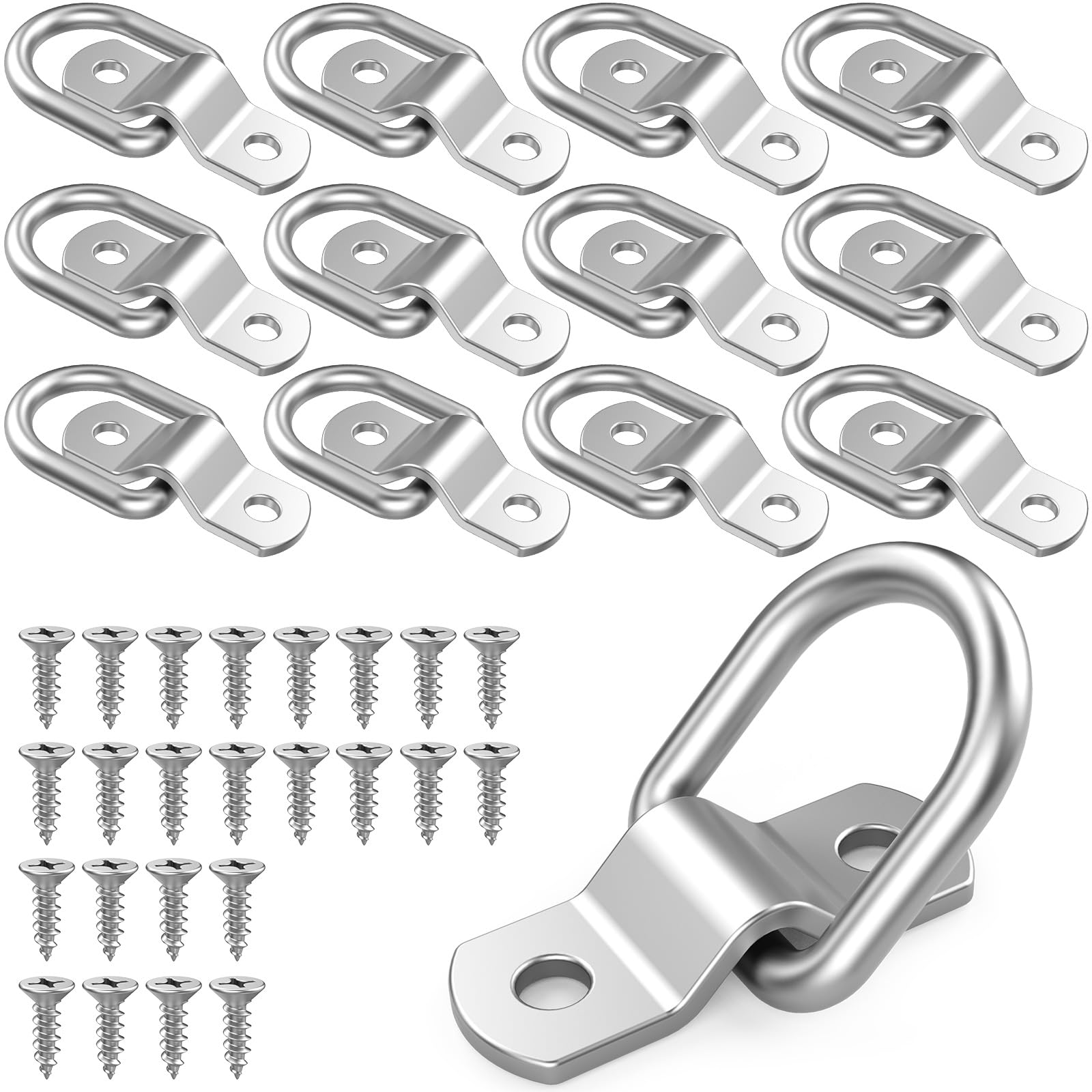 Amazon.com: 12 PCS D Ring Cargo Tie Down Anchors 1/4" D-Rings Tie Down ...