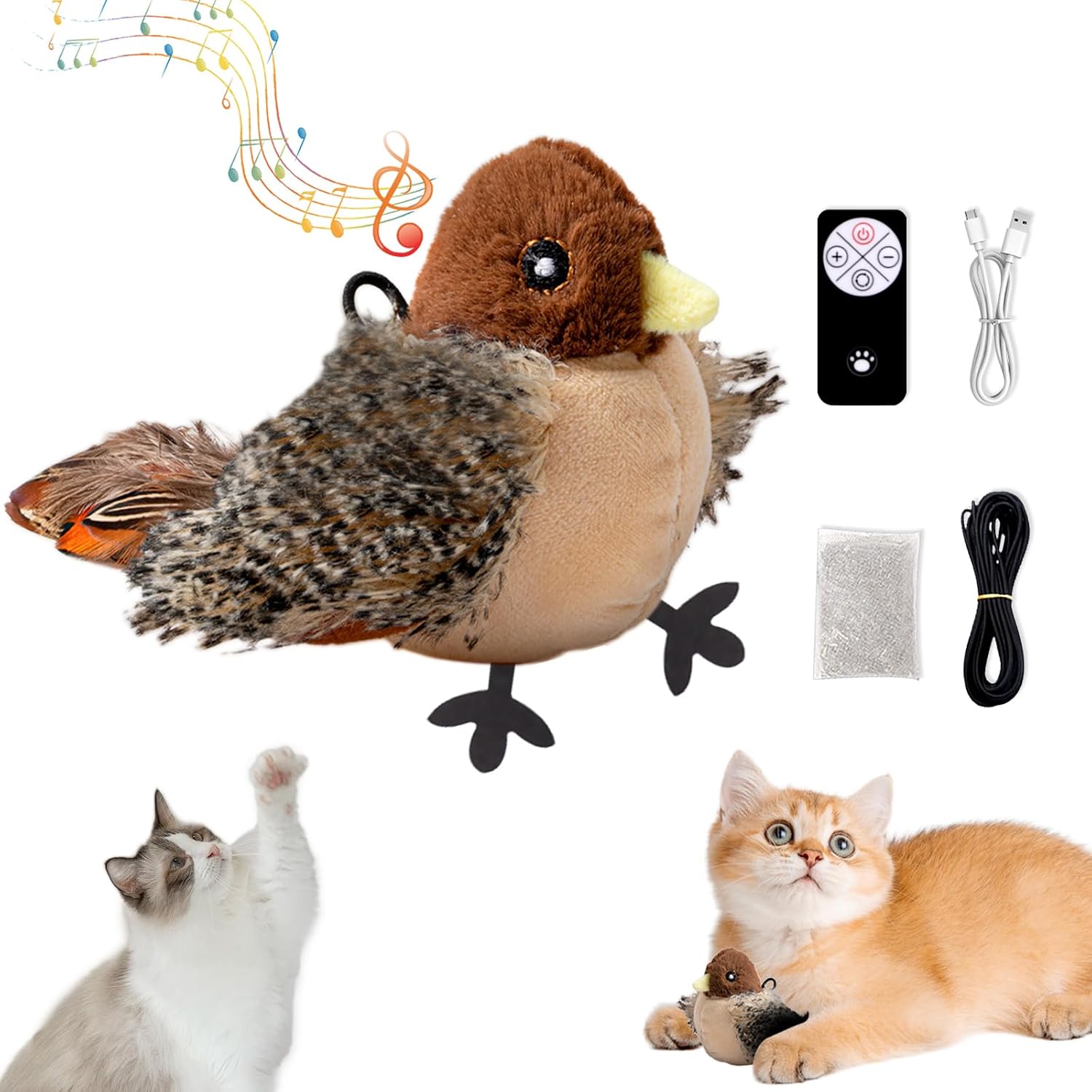 UoQo Flapping Bird Cat Toy Interactive Bird Cat Feather Toys Simulated ...