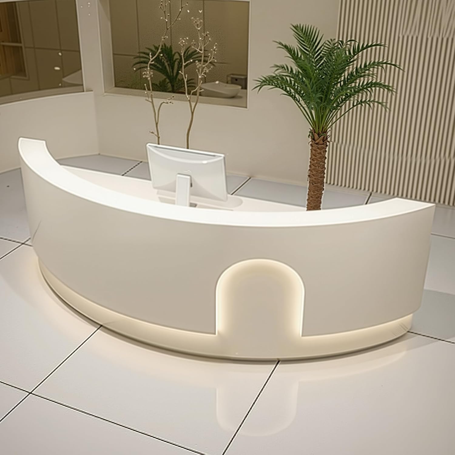 Amazon.com: odrma Retail Counter, Arc Receptionist Desk for Beauty ...