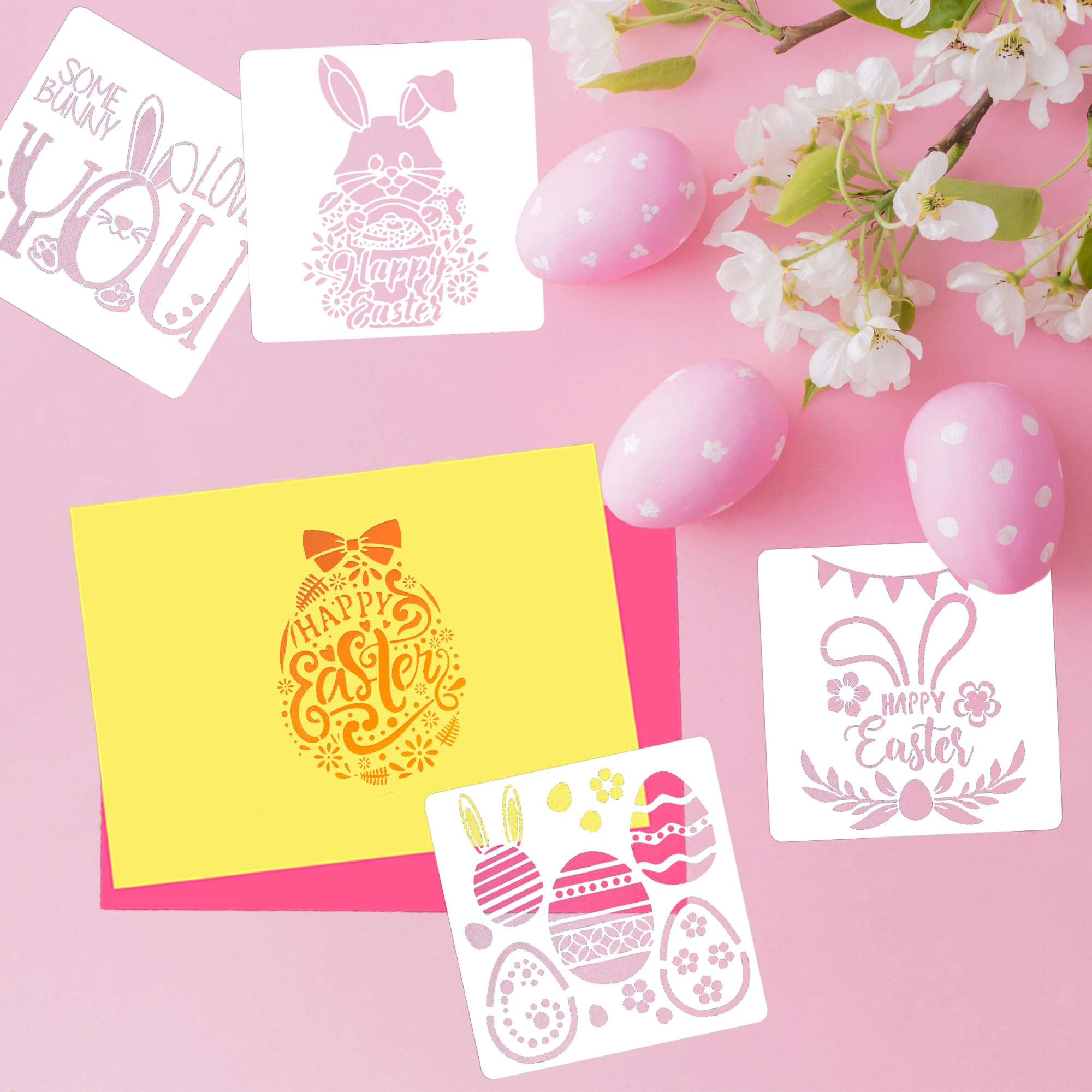 Snapklik.com : 12 Pcs Easter Stencil Reusable Easter Bunny Stencils ...