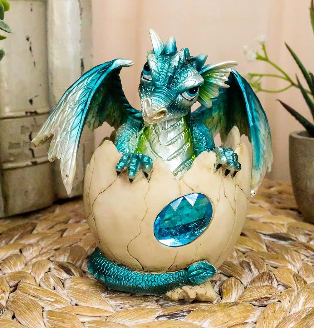 Amazon.com: Ebros March Birthstone Dragon Egg Statue Aquamarine Blue ...