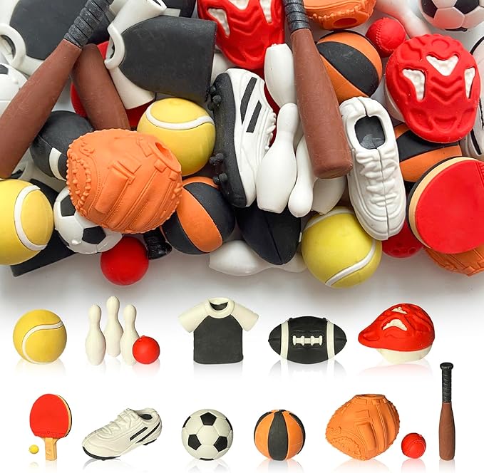 Amazon.com: Kaemi 32 Pcs Sports Erasers Desk Pets for Kids Classroom ...
