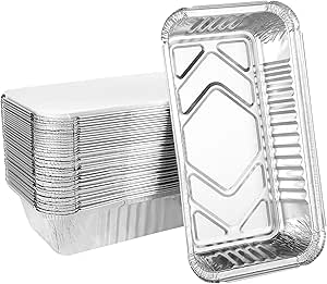 YAYODS 50 Pack Tin Foil Trays with Lids, 1250ml Aluminium Foil Baking ...