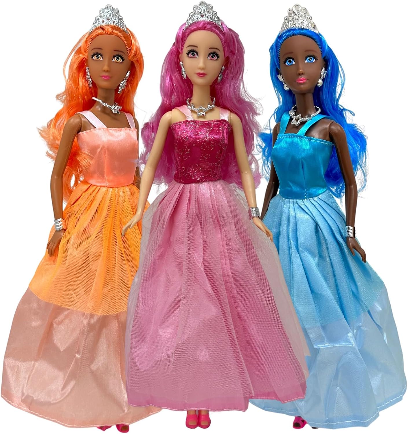 Amazon.com: Princess Doll Set for Girls, 3 Little Dolls for Dollhouse ...