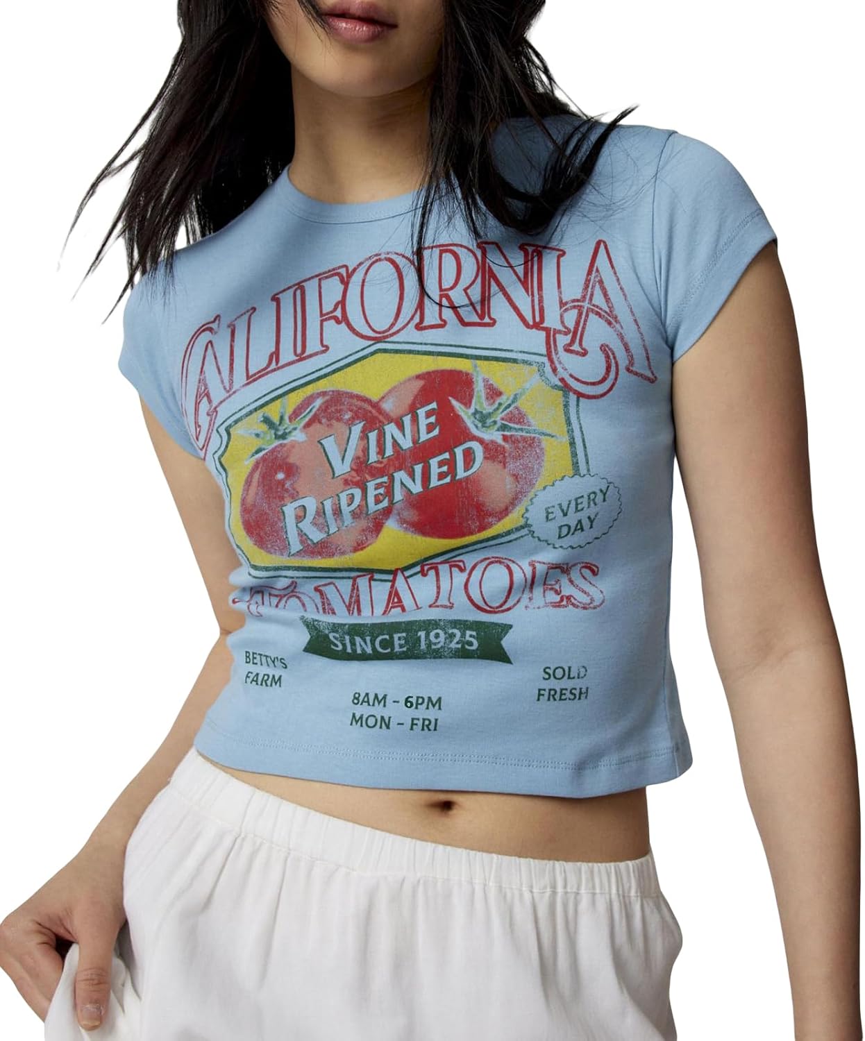 Y2k Graphic Baby Tees Women Teen Girl Fruit Print Crop Top Short Sleeve ...