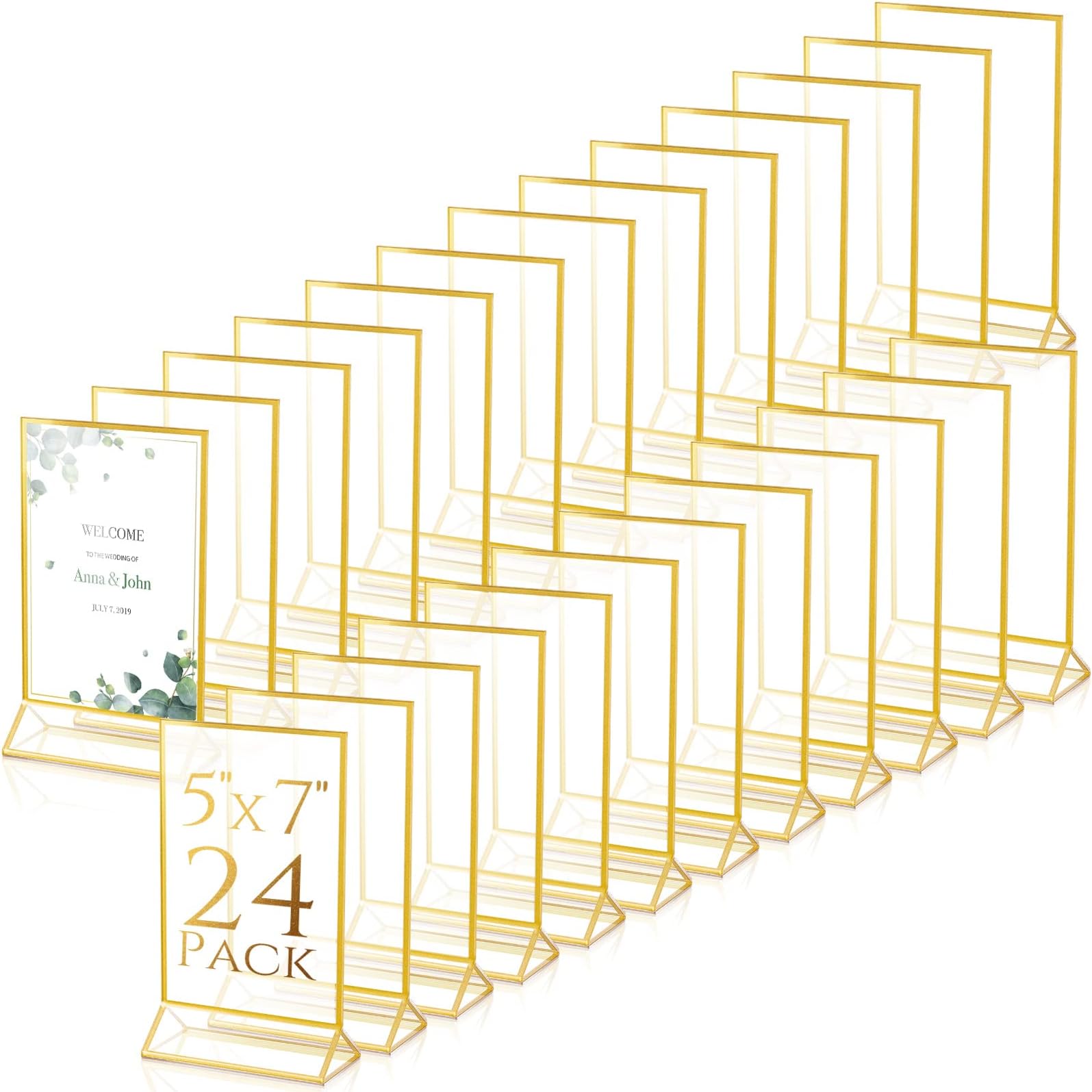 Amazon.com: HIIMIEI 18 Pack Gold Sign Holders 5X7'' Acrylic Double ...