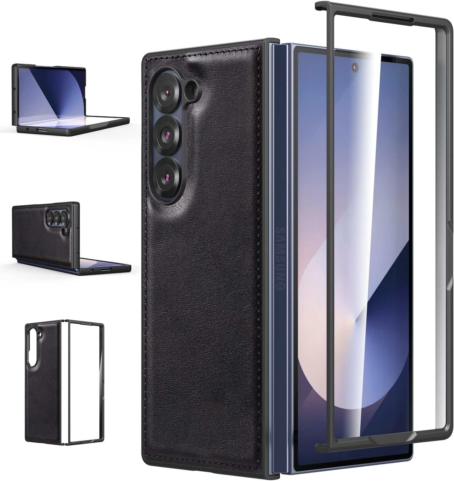 Amazon.com: Rumwot Genuine Leather for Samsung Galaxy Z Fold 6,Full ...