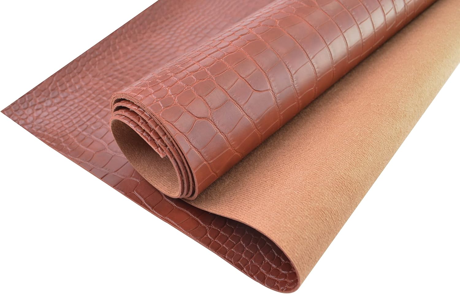 Wento 1.8mm Thick 55''x 16'' Faux Leather Fabric Brown Alligator Grain ...