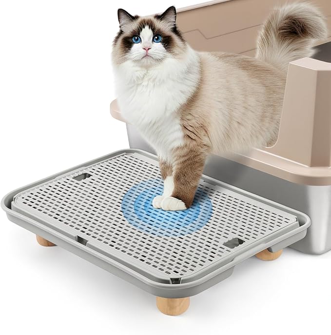 Amazon.com: Bartuke Litter Box Step, Cat Ramp/Step/Catcher with Wooden ...