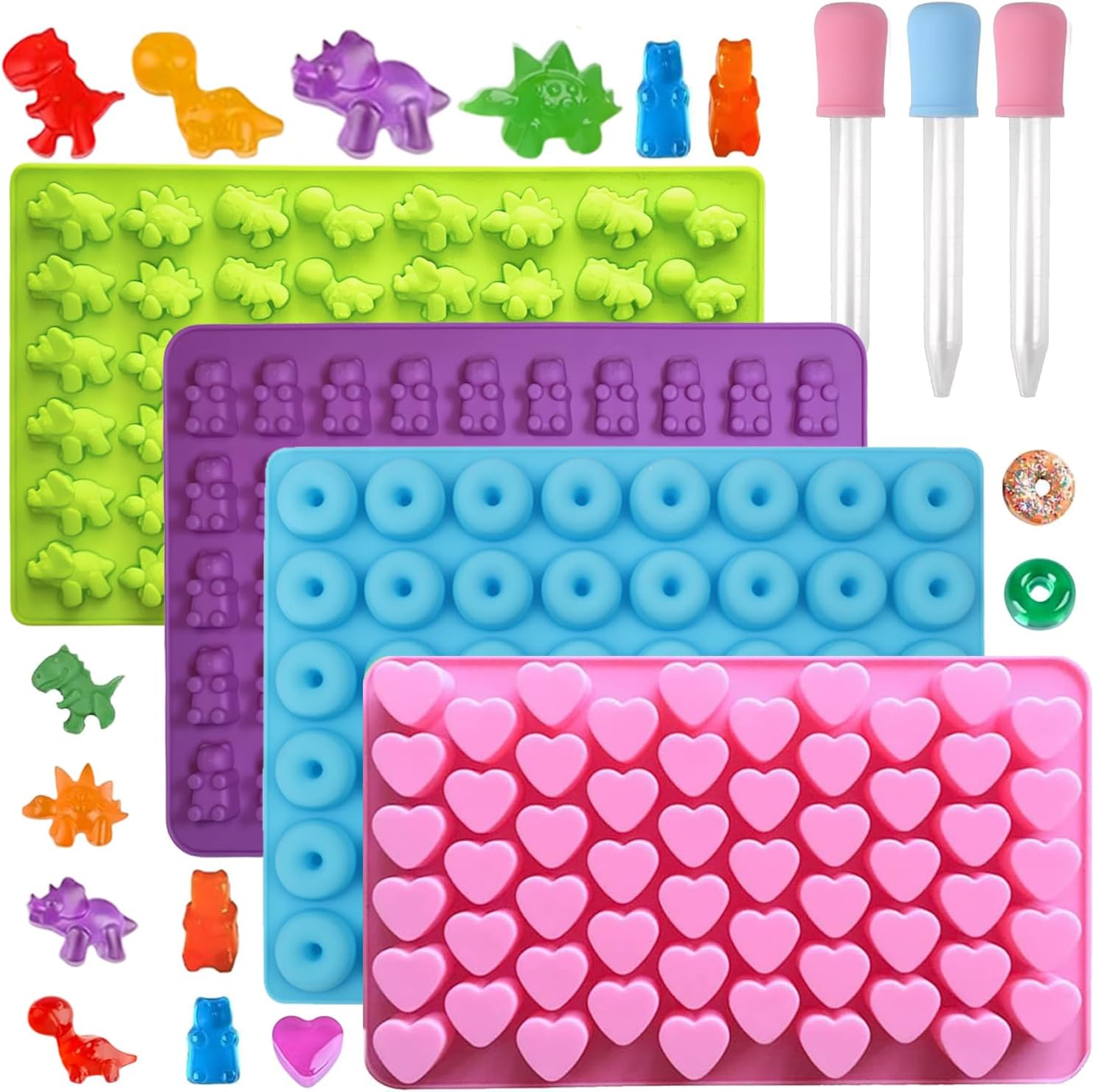 Amazon.com: Mini Silicone Gummy Bear Molds (0.7 Inch Bite-Sized) - Non ...