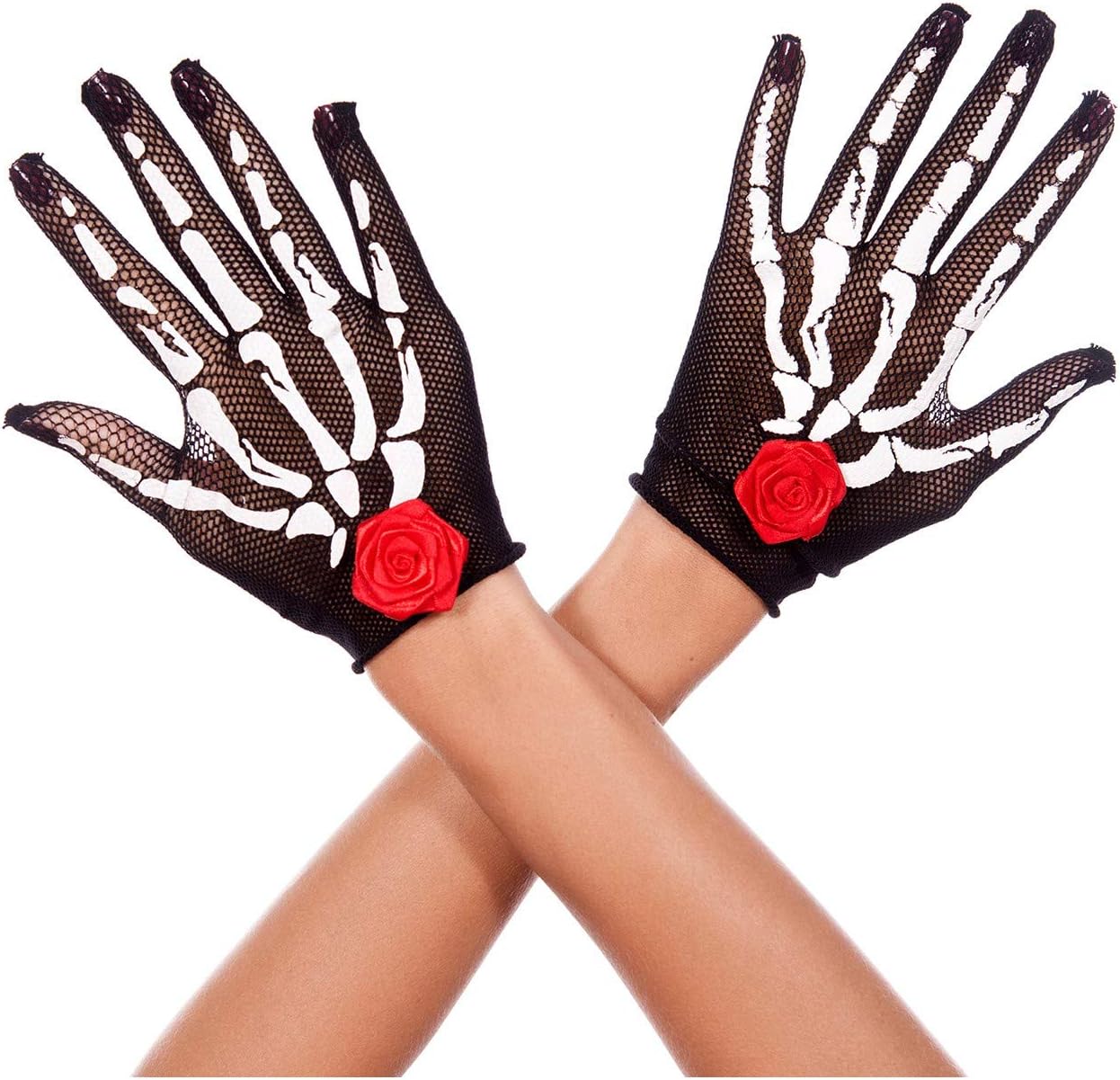 Amazon.com: Music Legs Skeleton and rose print gloves: Clothing, Shoes ...