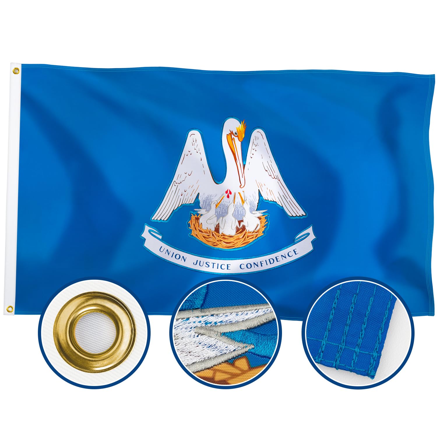 Amazon.com : XIFAN Premium Louisiana State Flag 3x5 ft Outdoor, Double ...