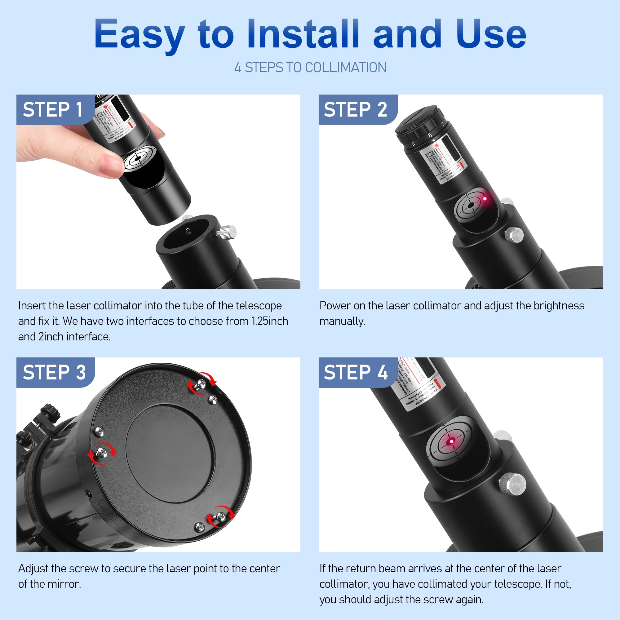 Snapklik.com : HUGERSTAR Red Laser Collimator, Adjustable 1.25 Inch ...