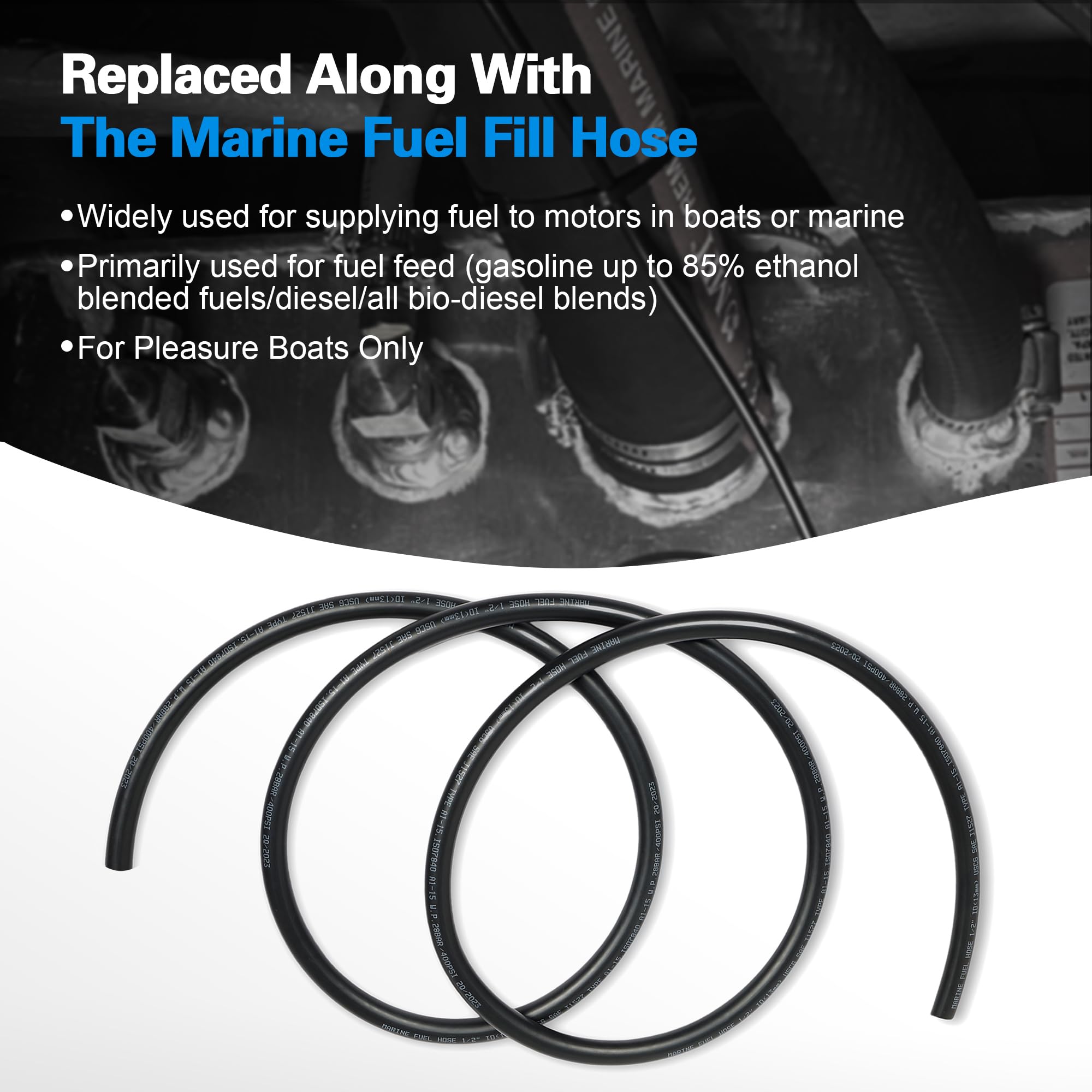 Snapklik.com : 1/2 Marine Boat Fuel Line,10 FT Hose Line Marine ...