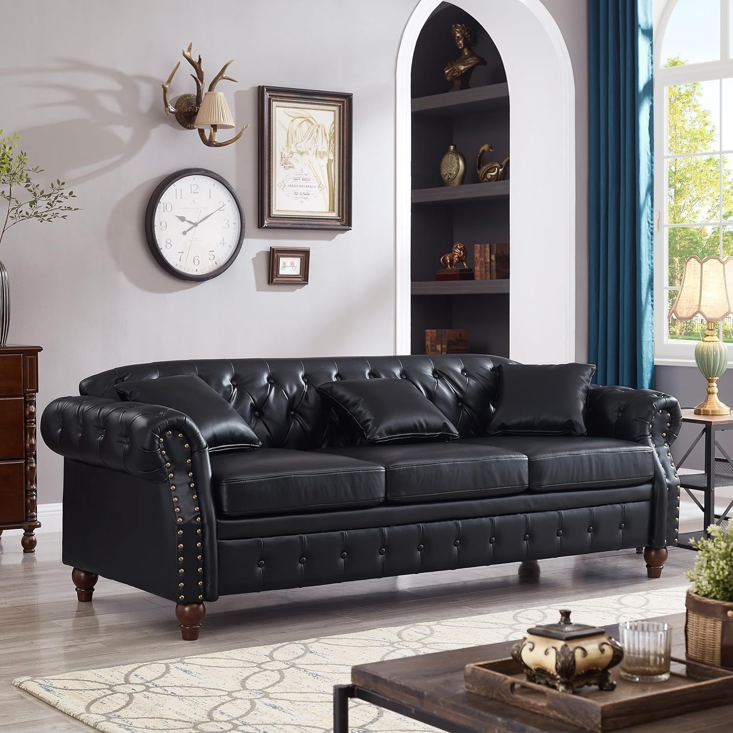 Cozy Cottage Living Room Ideas Black Chesterfield Sofa