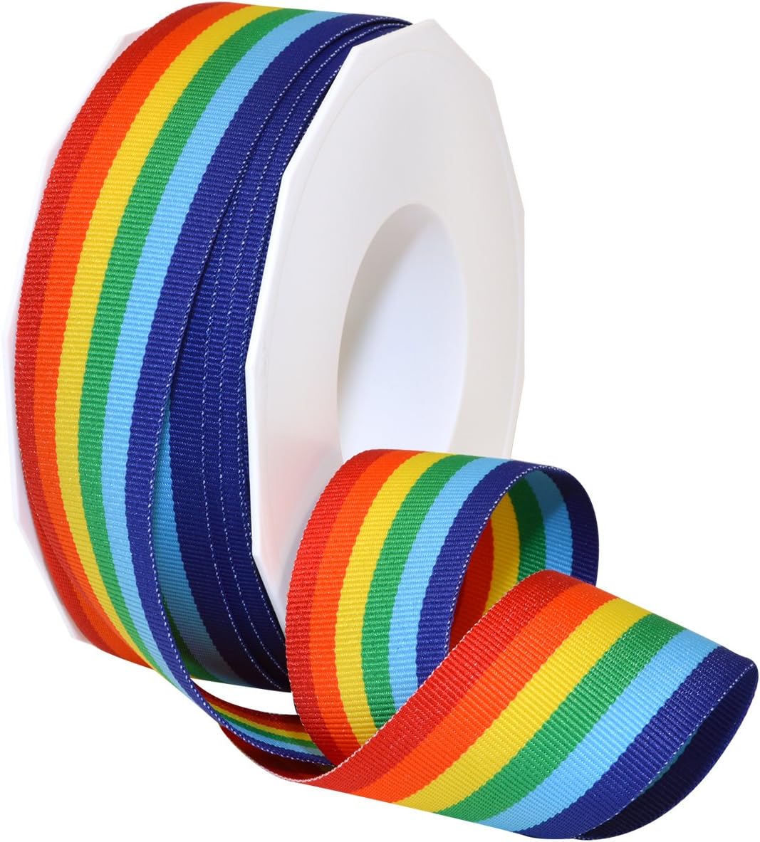 Amazon.com: Teemico 55 Yards Rainbow Grosgrain Ribbons Double Face ...
