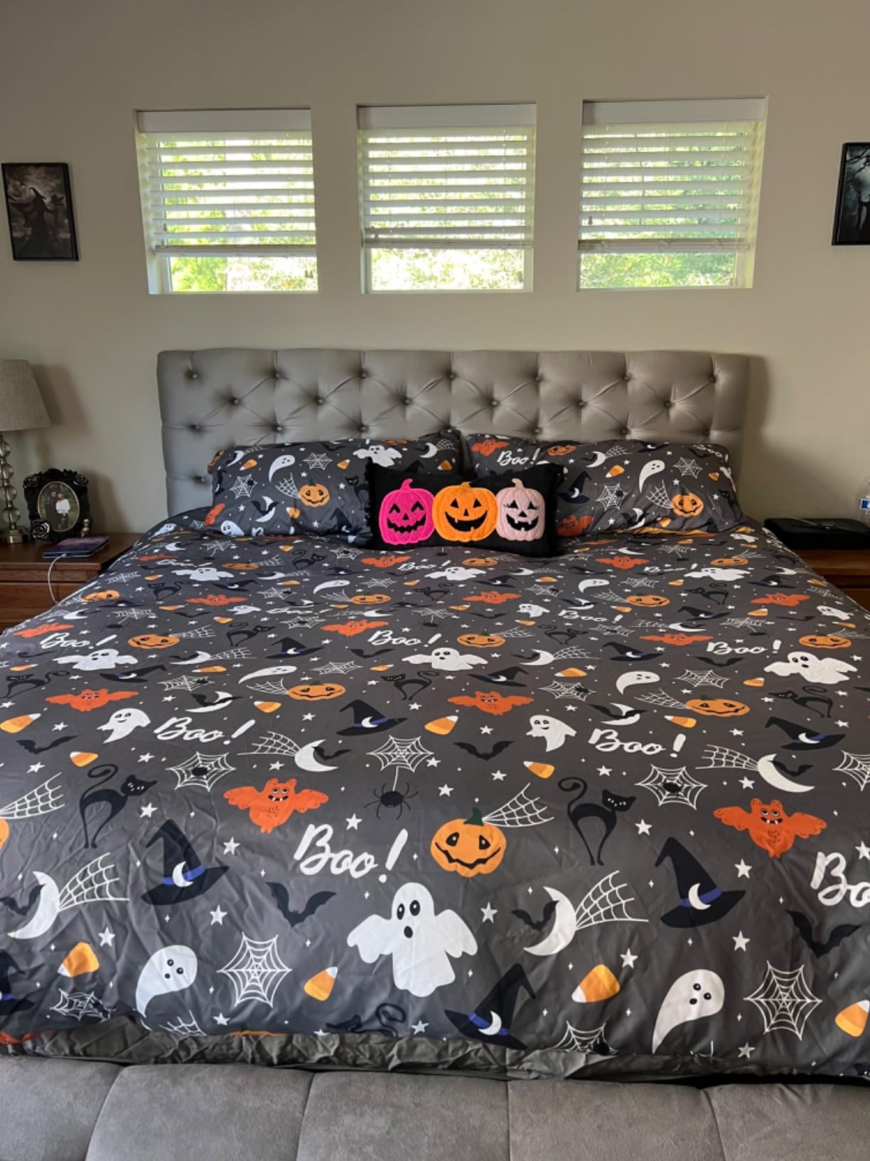 Amazon.com: WONGS BEDDING Halloween Duvet Cover Set Twin, 3 Pieces Grey ...