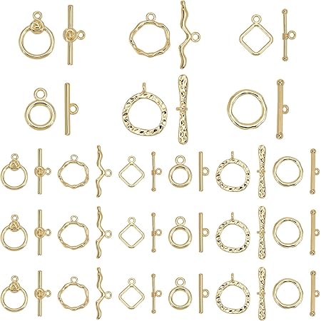 Amazon.com: PH PandaHall 18K Gold Toggle Clasps, 4 Styles T-bar Closure ...