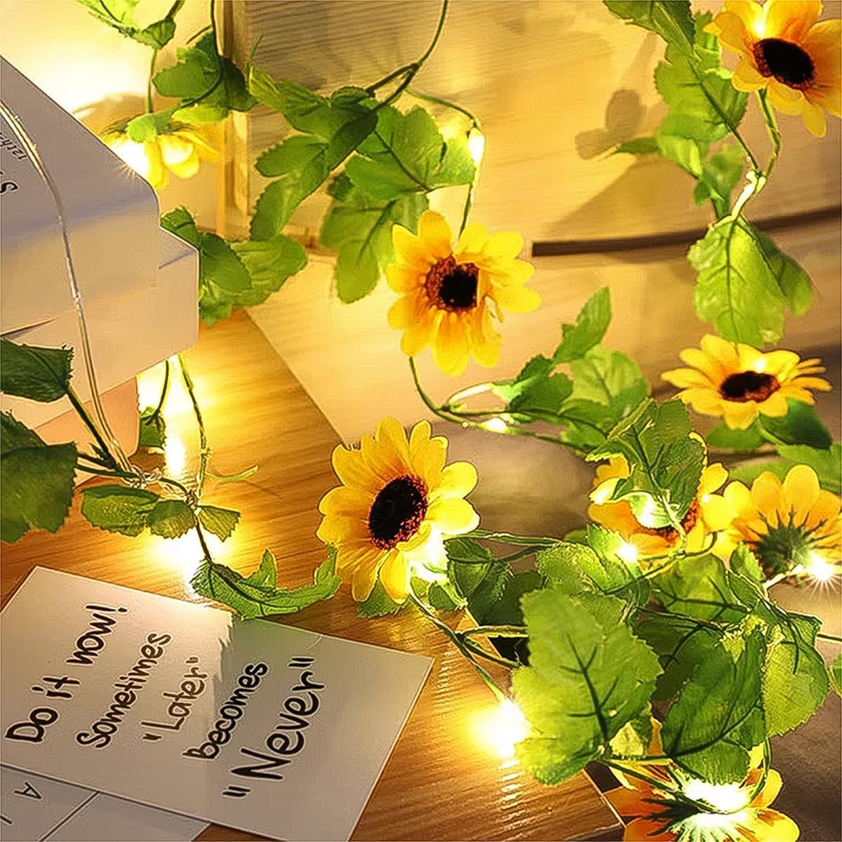 Battery Operated Sunflower Fairy Lights - 2M/20 LED String Lights ...