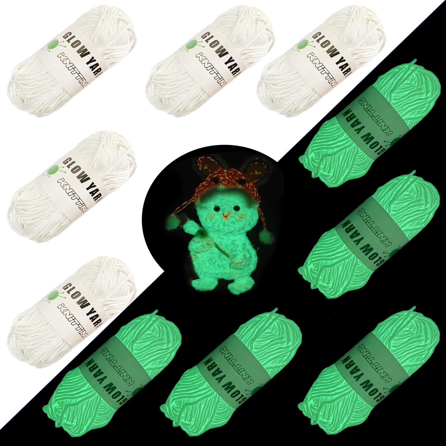 Amazon.com: 5 Pcs Glow in The Dark Yarn,Luminous Yarn for Crocheting ...