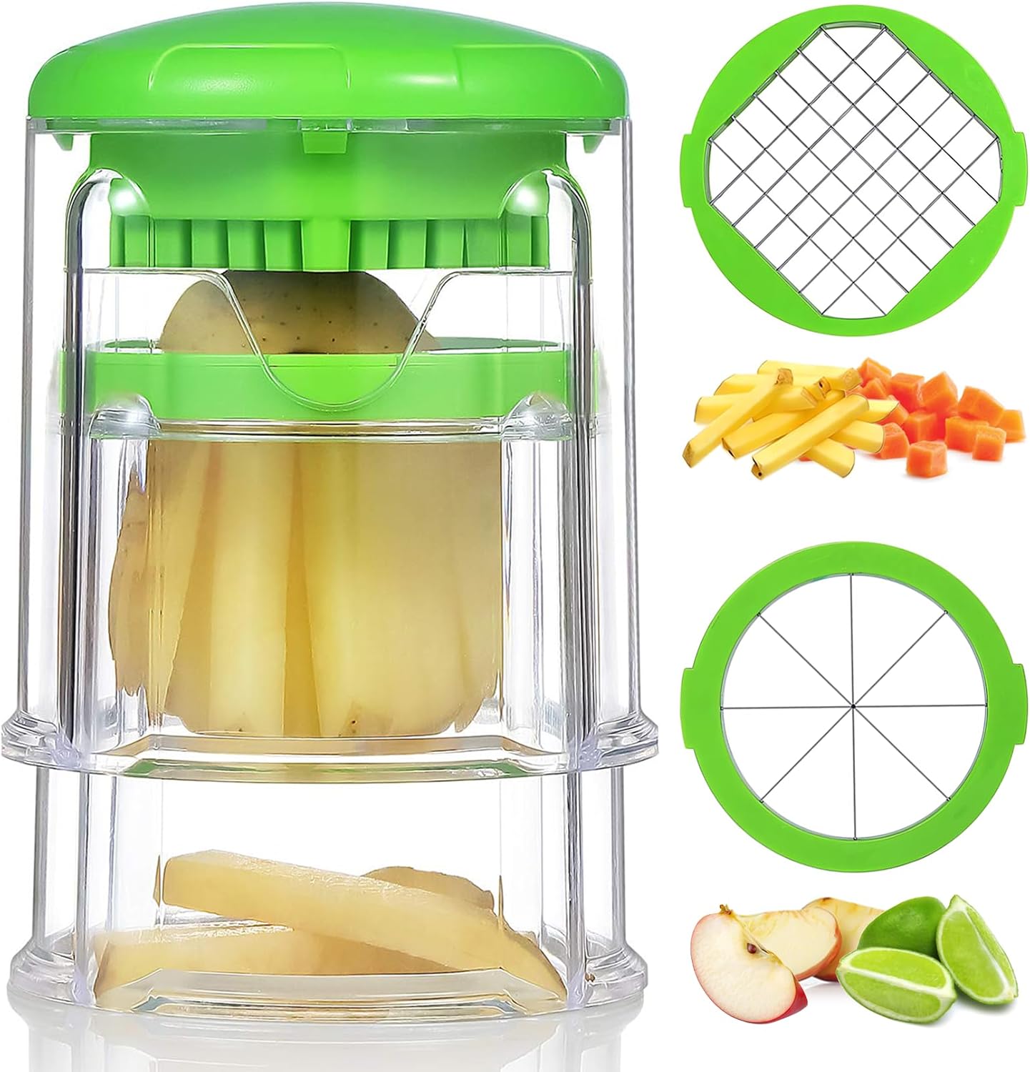 French Fry Cutter, 2 in 1 Multifunction Vegetable Chopper Apple Slicer ...