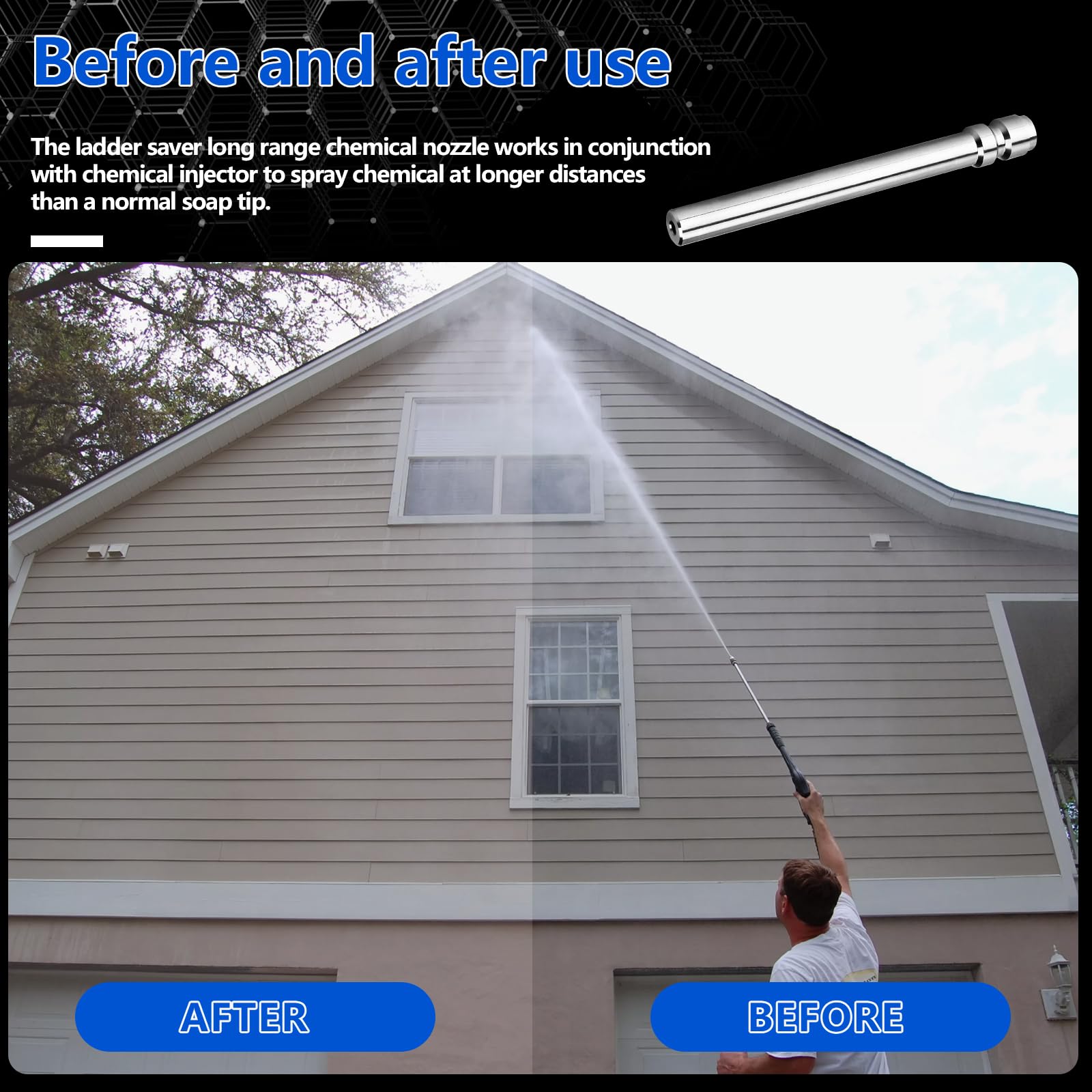 Snapklik.com : Pressure Washer Long Range Chemical Nozzle For Ladder Saver