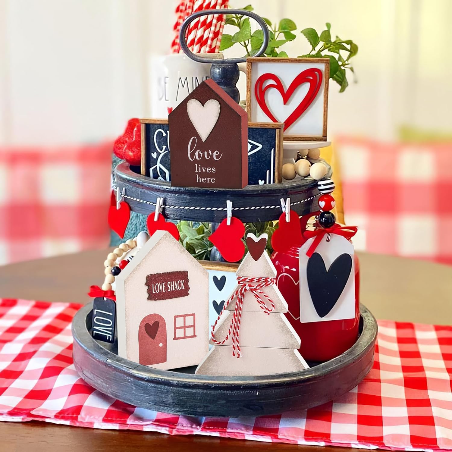 COCHIE Decoración de bandeja escalonada para el día de San Valentín ...