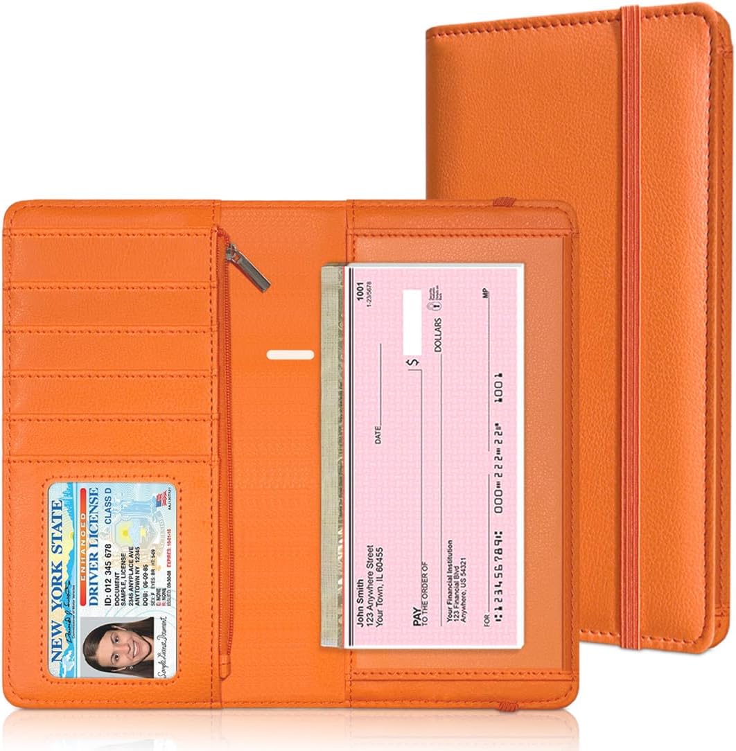 Amazon.com: LINTRU Oversized Checkbook Cover with Zipper Pocket & RFID ...