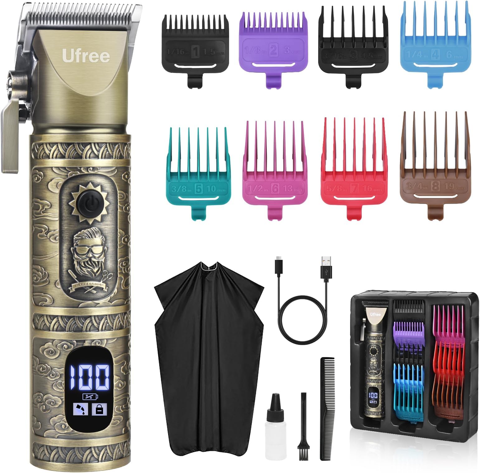 Amazon.com: Ufree Professional Hair Clippers for Men, Cordless Barber ...