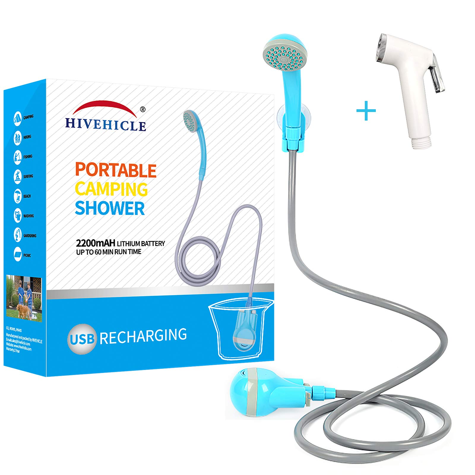 HiVehicle Portable Shower for Camping – Portable Camping Shower with ...