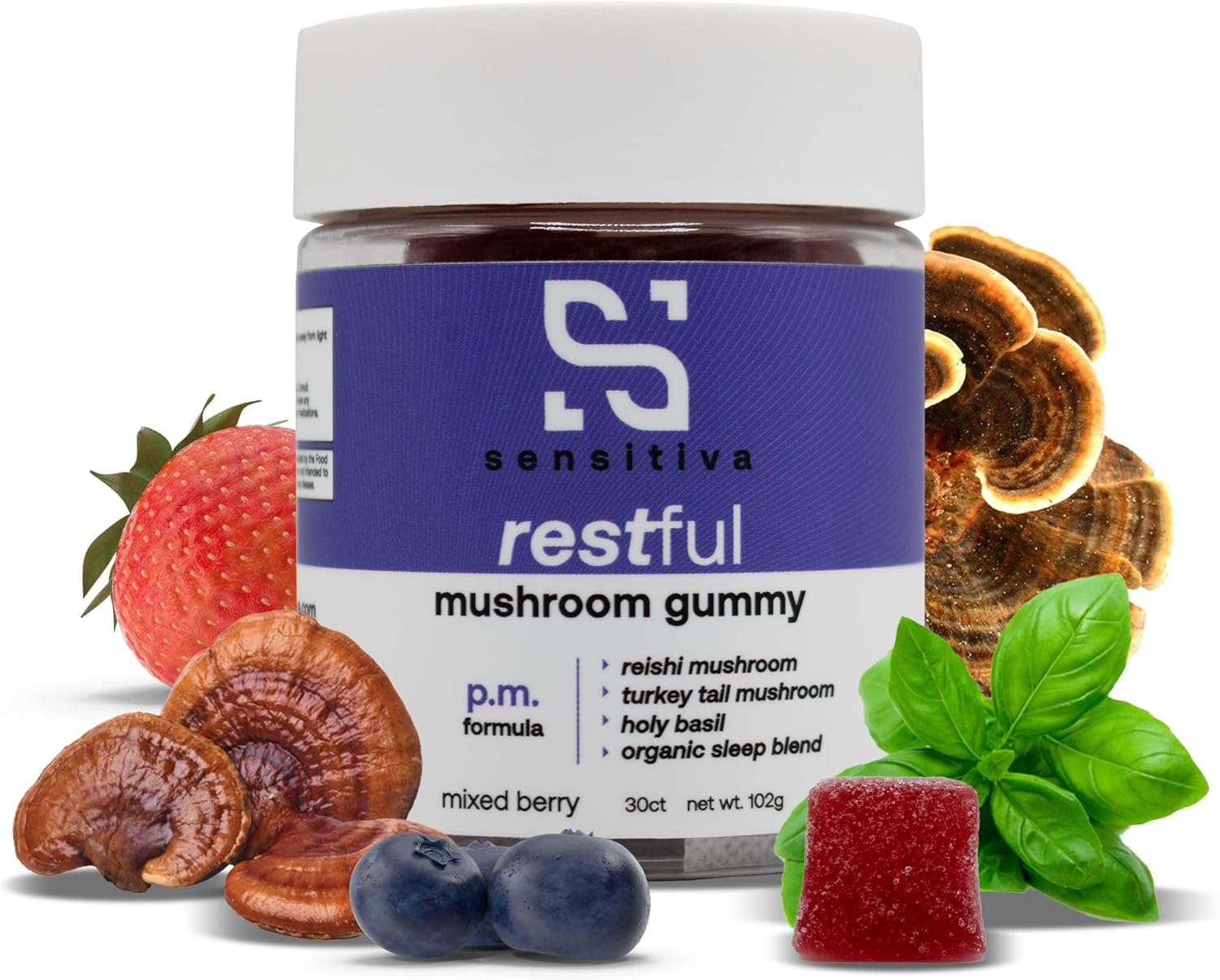Amazon.com: Sensitiva Restful Mushroom Gummies P.M. Formula - Reishi ...