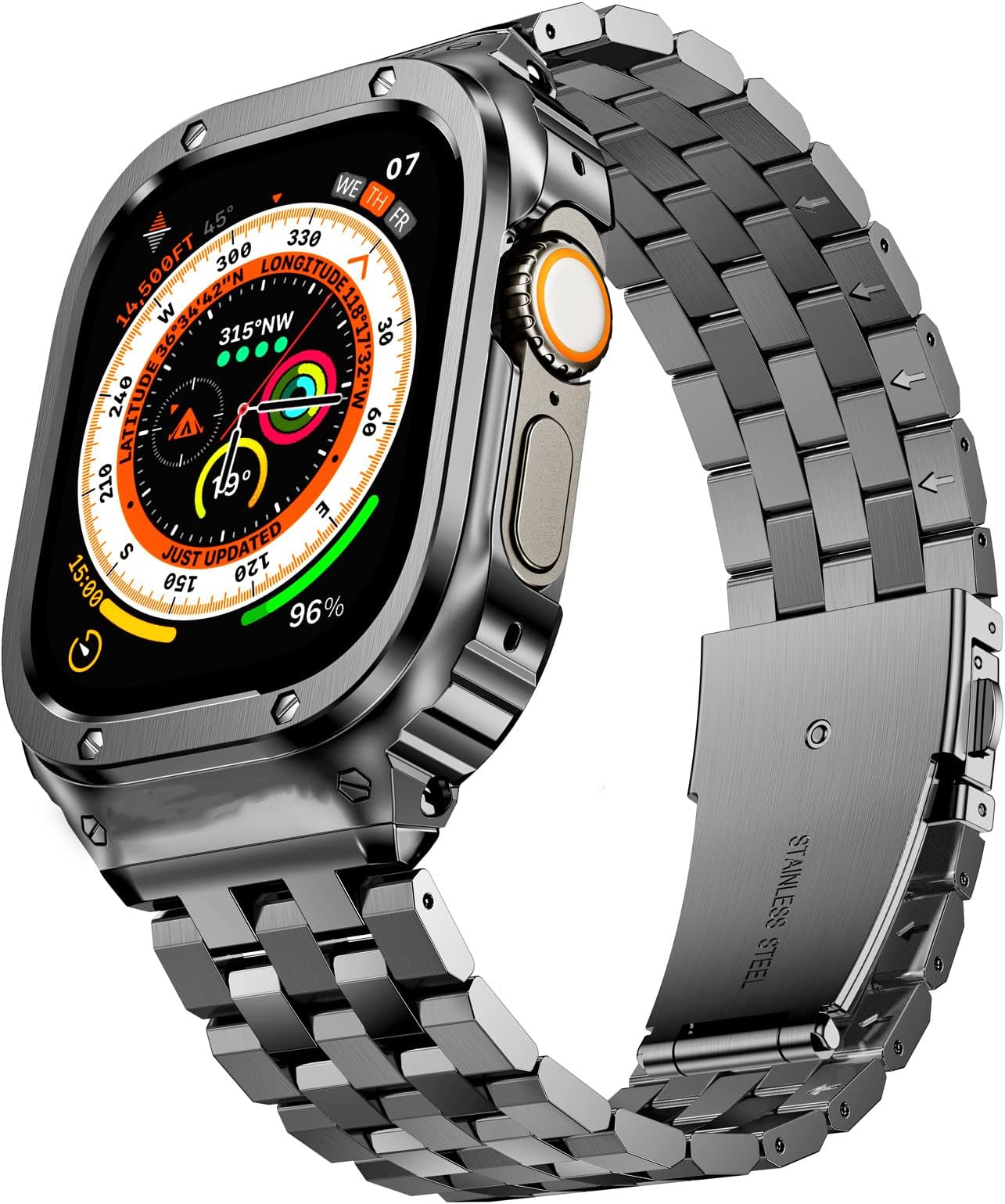 Amazon.com: SUPLINK Stainless Steel Case with Band Compatible with ...