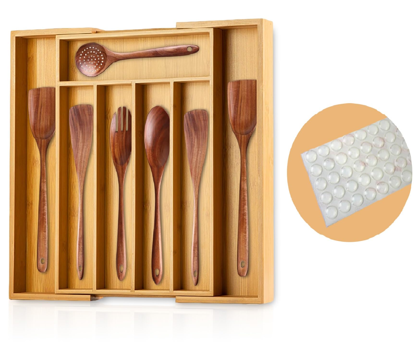 Amazon.com - PrimeNex Bamboo Silverware Drawer Organizer Kitchen ...