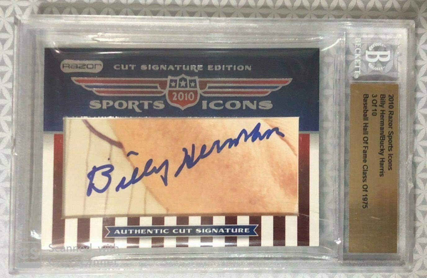 2010 Razor Sports Icons Billy Herman Bucky Harris Cut Signature Auto ...