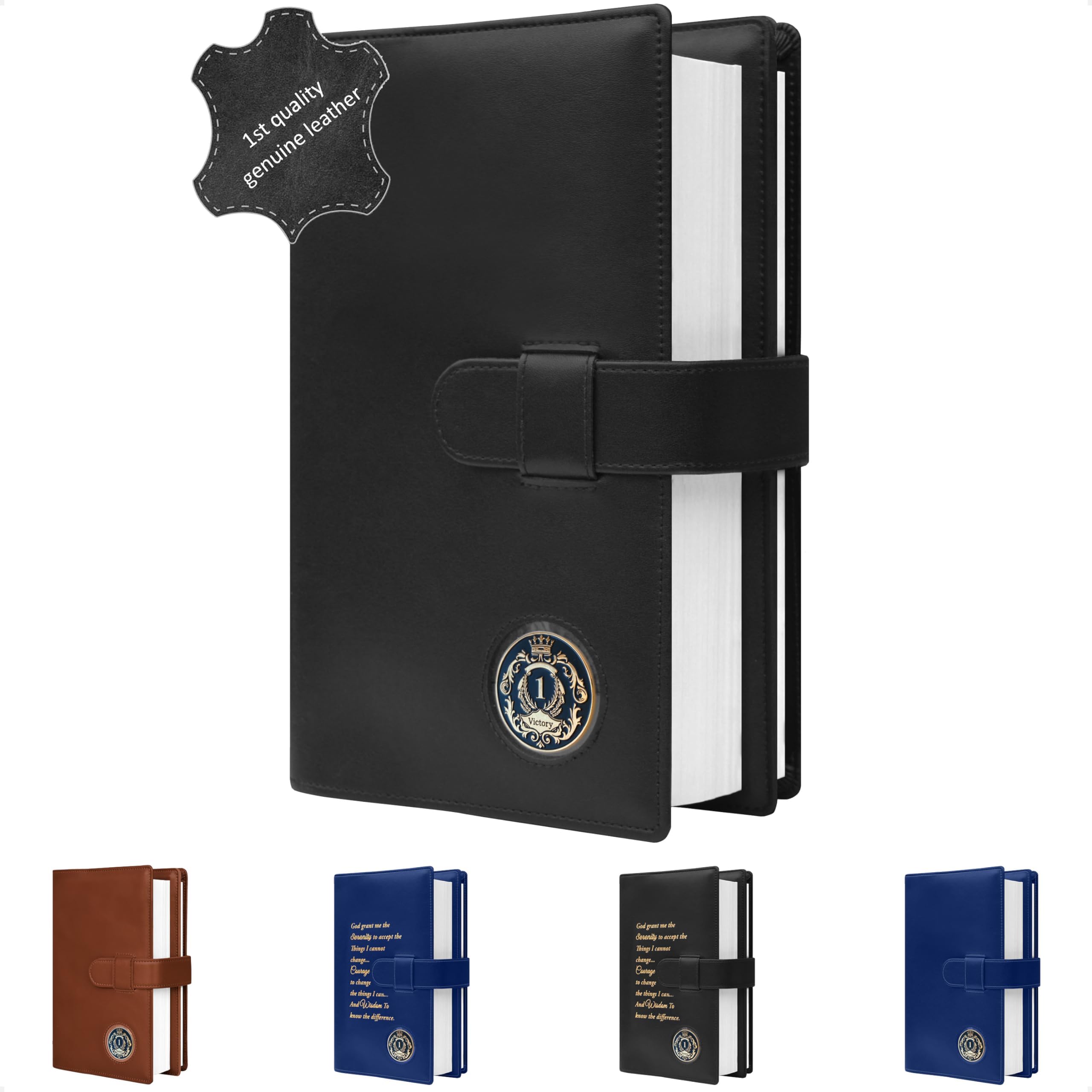 Amazon.com: Genuine Leather Double AA Big Book Cover & 12 Steps & 12 ...