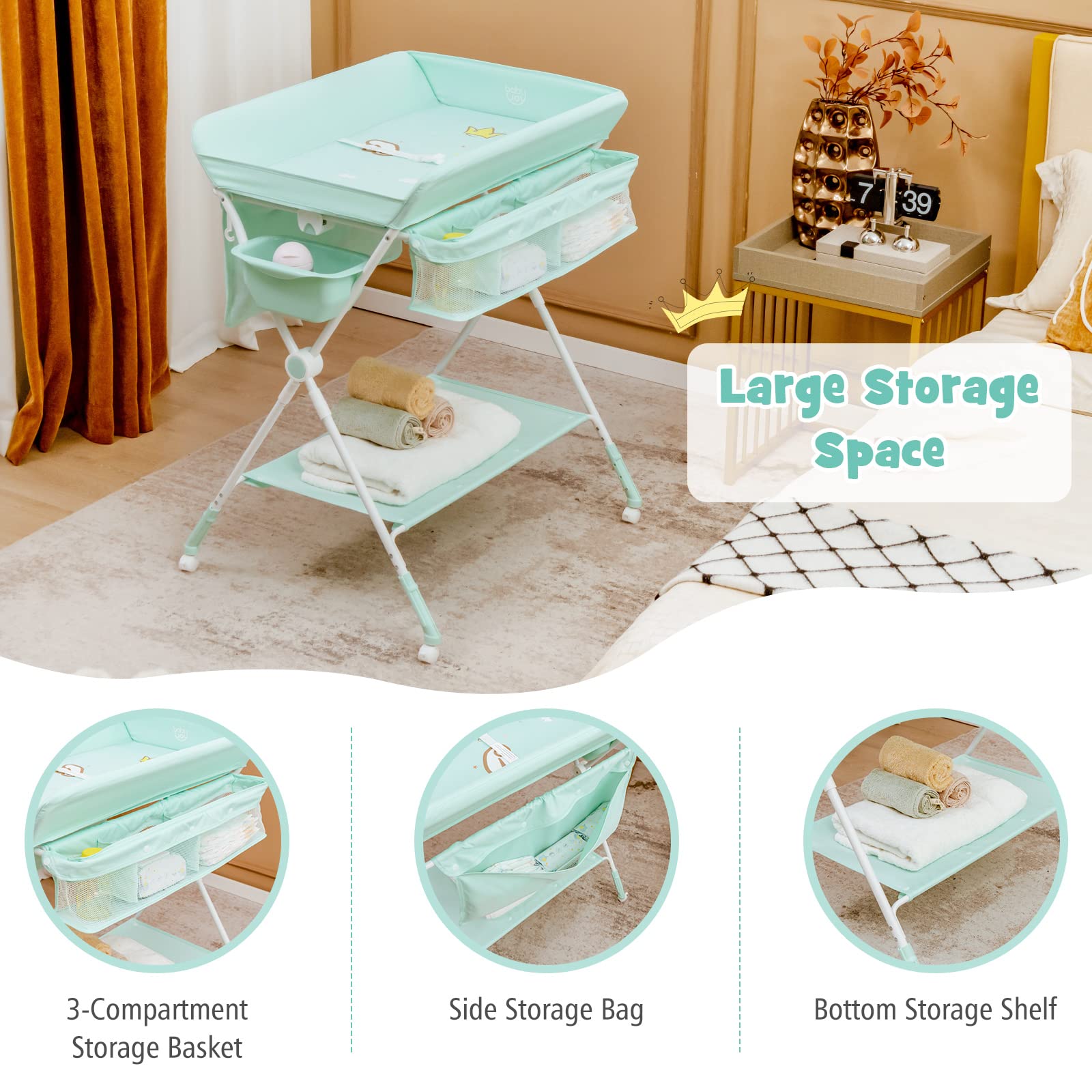 BABY JOY Baby Changing Table, Portable Folding Diaper Changing Station ...