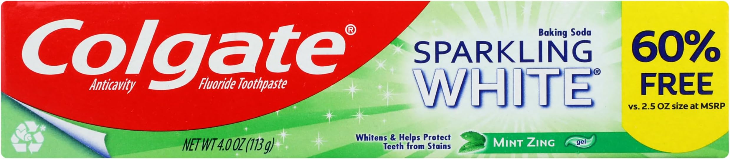 Amazon.com : Colgate Sparkling White Whitening Toothpaste, Mint - 8 ...