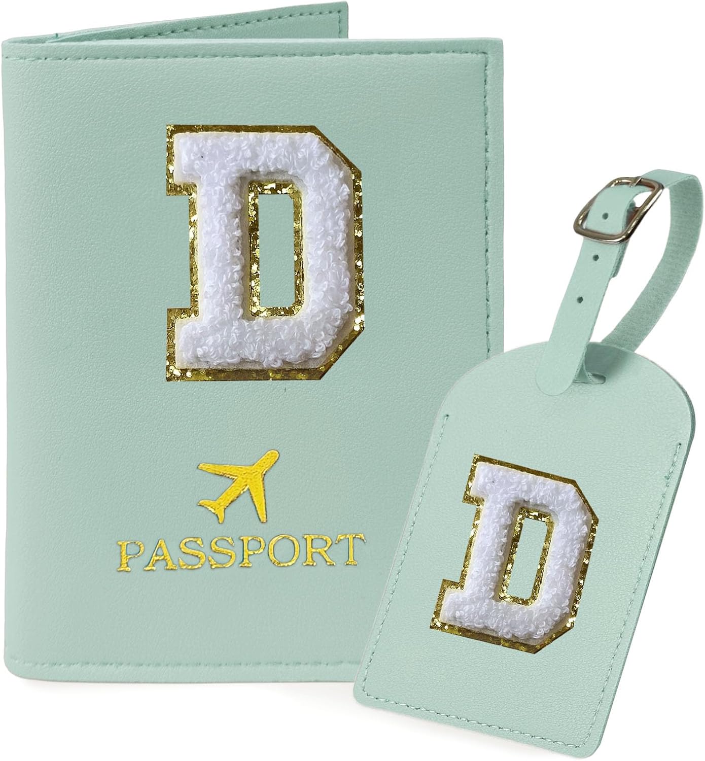 Amazon.com | COSHAYSOO Green Initial Passport Cover and Luggage Tag Set ...
