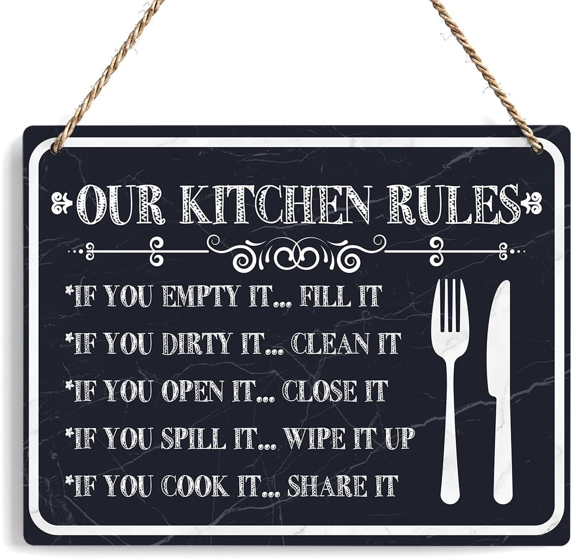 Amazon.com : Kitchen Rules Decor For Home Farmhouse, Retro Kitchen Wall ...